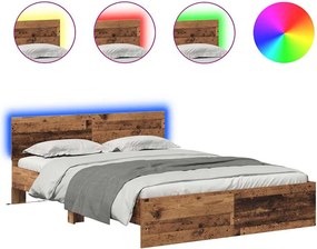 Rám postele s čelo Staré dřevo 135 x 190 cm Kompozitní dřevo 3403574