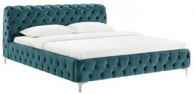 Zelenomodrá sametová postel Modern Barock 180x200 cm