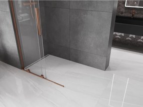 Mexen Velar L, posuvná sprchová zástěna Walk-in 110 x 200 cm, 8mm čiré sklo, růžové zlato, 871-110-003-03-60