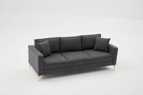Hanah Home Třímístná pohovka BERLIN antracitová se zlatou 222 cm 825BLC2795