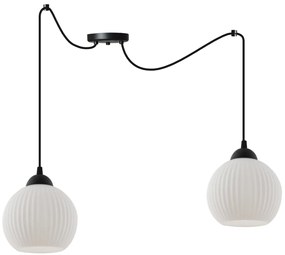 Závěsné svítidlo Riffle Round Spider, 2x bílé skleněné stínítko, b