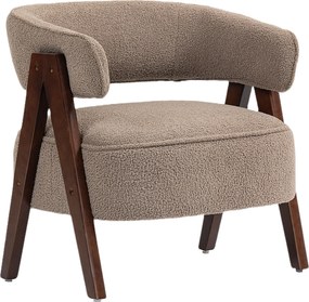 HOMCOM obývací křeslo z bouclé látky, čalouněné křeslo, prostorné sedadlo, ergonomické opěradlo, 70 x 64 x 71 cm, hnědá