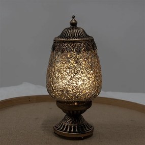 Hnědá skleněná svítící LED lucerna Balli - Ø 8*19 cm