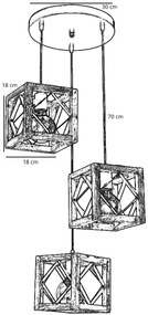 Závěsný lustr Zikzak IV jedlové dřevo ořech/černý
