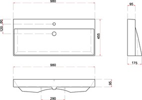 Sapho, KARE 100 nábytkové umyvadlo 98x46 cm, 17100