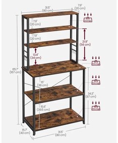 Policový regál do kuchyně MARGE hnědá/černá