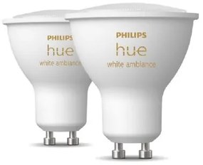 Philips Hue Smart žárovky - Chytrá LED žárovka GU10, 4,3 W, stmívatelná, bílé světlo, 2 ks 929001953310