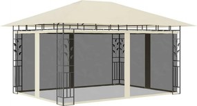 Altán s moskytiérou a světelnými LED řetězy 4x3x2,73 m krémový 3070315