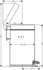 Hansgrohe - Odpadkový koš 3 l, Soft Close, matná černá