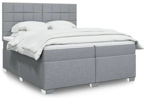 Box spring postel s matrací světle šedá 200 x 200 cm textil