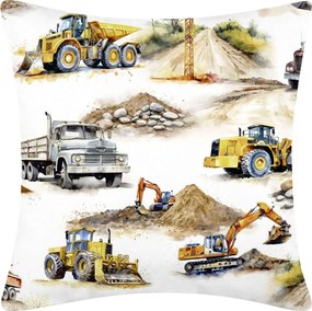 Perkálový bavlněný povlak na polštář Stavební stroje Velikost: 70 x 90