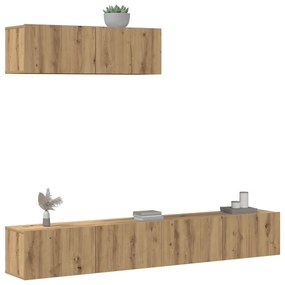 Sada 3 kusů nástěnné TV skříňka dub artisan kompozitní dřevo 3329206