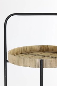 Černý kovový 2 patrový etažér s bambusovými podnosy Lorena - Ø 37*89cm