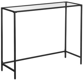 Konzolový stolek skleněný s kovovým rámem, 100 x 35 x 80 cm, černý
