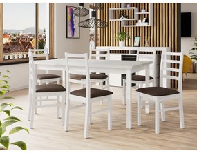 Rozkládací jídelní stůl se 6 židlemi AL02, Barva dřeva: bílá-L, Potah: Soro 28