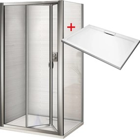 WRITE HARD 90x80 Sprchový kout se zalamovacími dveřmi a mramorovou vaničkou
