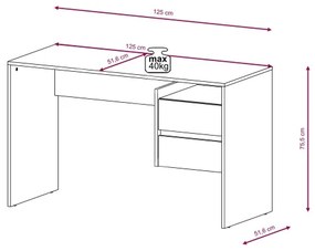 Psací stůl se zásuvkami MARLO dub artisan/bílá