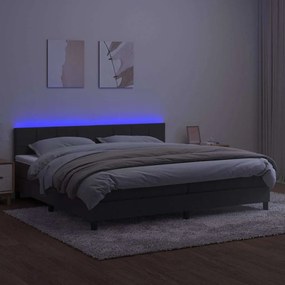 Box spring postel s matrací a LED tmavě šedá 200x200 cm samet 3134424