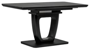 AUTRONIC Jídelní stůl 110+40x75 cm, černá 4 mm skleněná deska, MDF, černý matný lak