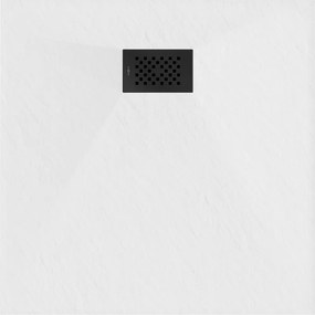 Mexen Hugo, čtvercová sprchová vanička SMC 90 x 90 cm, bílá, černá krytka, 42109090-B