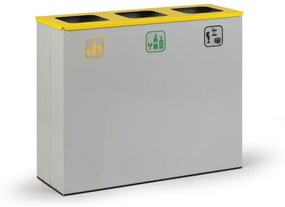Koš na tříděný odpad 3x 50 l, stojan na odpadkové pytle, šedá/žlutá