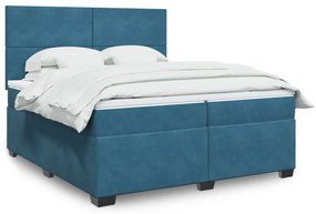Box spring postel s matrací modrá 200 x 200 cm samet 3291000