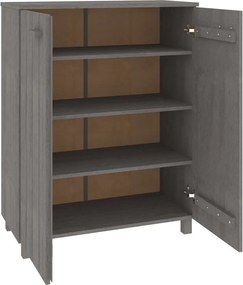 Botník HAMAR světle šedý 85 x 40 x 108 cm masivní borovice 340519