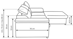 Sedací souprava COOL | 281x191 cm | rozkládací + úložný prostor | PRAVÁ | oranžovo černá 08/15