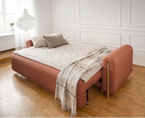 Rozkládací/s úložným prostorem pohovka z textilie bouclé v terakotové barvě 244 cm Arcadova – ELTAP