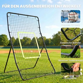 HOMCOM Kickback odrazová branka 75x126cm, odrazová stěna z oceli a PE, tréninková pomůcka pro fotbal, černá | Aosom.de