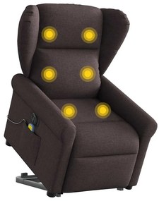 Elektrické zvedací masážní polohovací křeslo tmavě hnědé textil 3303409