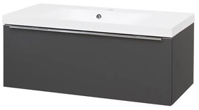 Mereo Mailo, koupelnová skříňka s umyvadlem z litého mramoru 101 cm, bílá, dub, antracit Mailo, koupelnová skříňka s umyvadlem z litého mramoru 101 c…
