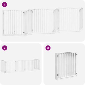 Zábrana pro psy s dvířky skládací 6 panelů bílá 480 cm topol 3155621