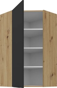 ARIA ac | horní kuchyňská skříňka 60x60 GN-108 1F (45°) rohová s policemi | 60x60 cm | EXTRA VYSOKÁ | artisan/černá