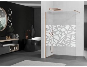 Mexen Kioto, sprchová zástěna Walk-In 110 x 200 cm, 8mm čiré sklo bílý vzor, ​​měděný matný profil, 800-110-101-65-85