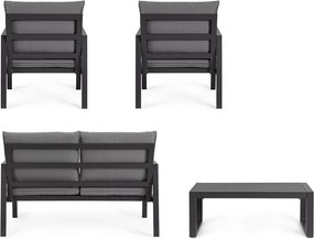 Antracitový hliníkový zahradní lounge set pro 4 Hilde – Bizzotto