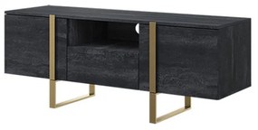 TV stolek Verica 150 cm s výklenkem - charcoal / zlaté nožky