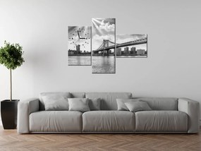 Gario Obraz s hodinami Brooklyn New York - 3 dílný Rozměry: 90 x 70 cm