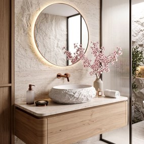 Rea Mika Cloudy, umyvadlo na desku 500x380x150 mm, bílá-imitace kamene, REA-U3584