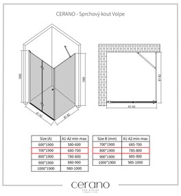 CERANO - Sprchový kout Volpe L/P - chrom, transparentní sklo - 70x80 cm - skládací