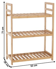 3-policový regál, přírodní bambus, FIORE TYP 1