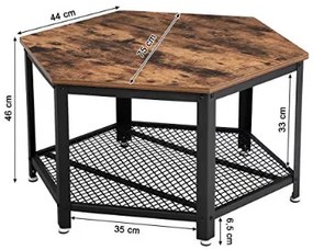 Vasagle Šestihranný konferenční stolek 75x75x45 cm hnědý