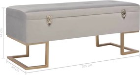 Lavice s úložným prostorem 105 cm šedá samet 247573