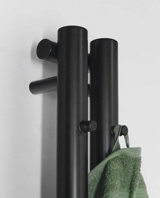 Sapho PILON otopné těleso 122x1800 mm, se dvěma háčky pro ručník, černá mat IZ124