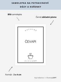 Samolepka na kořenky ČEVAPI bílá 3 × 4 cm základní písmo