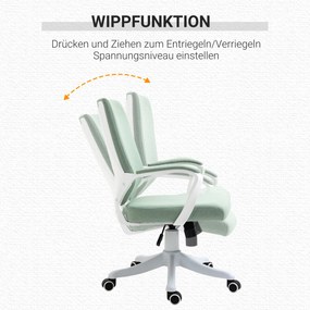 Kancelářská židle Vinsetto ergonomická s houpací funkcí čalouněná 360° otočná kolečka polyester zelená 62x69x92-100cm | Aosom.de