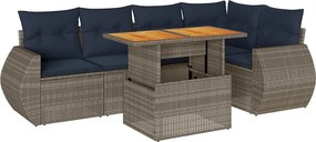 6dílná zahradní sedací souprava s poduškami šedá polyratan 3327267