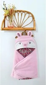 Doudou Plyšová růžová dečka s kapucí Boh'aime 70 cm / od 0 let