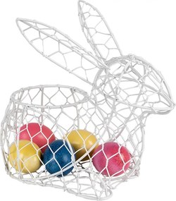Bílý drátěný dekorační košík králík Bunny M - 25*13*22 cm