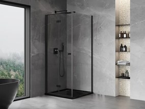 Mexen Mist-F T, 1-křídlý ​​skládací sprchový kout levý 95 x 95 cm, čiré sklo, černý profil, 8A6T-095-095-70-00-L